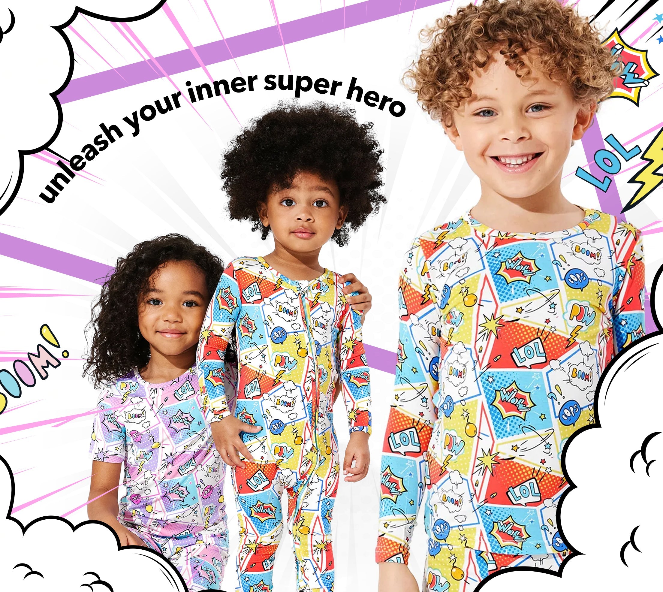 Comic Superheroes Pajamas – Kids & Family Matching PJs | Soft Bamboo S ...