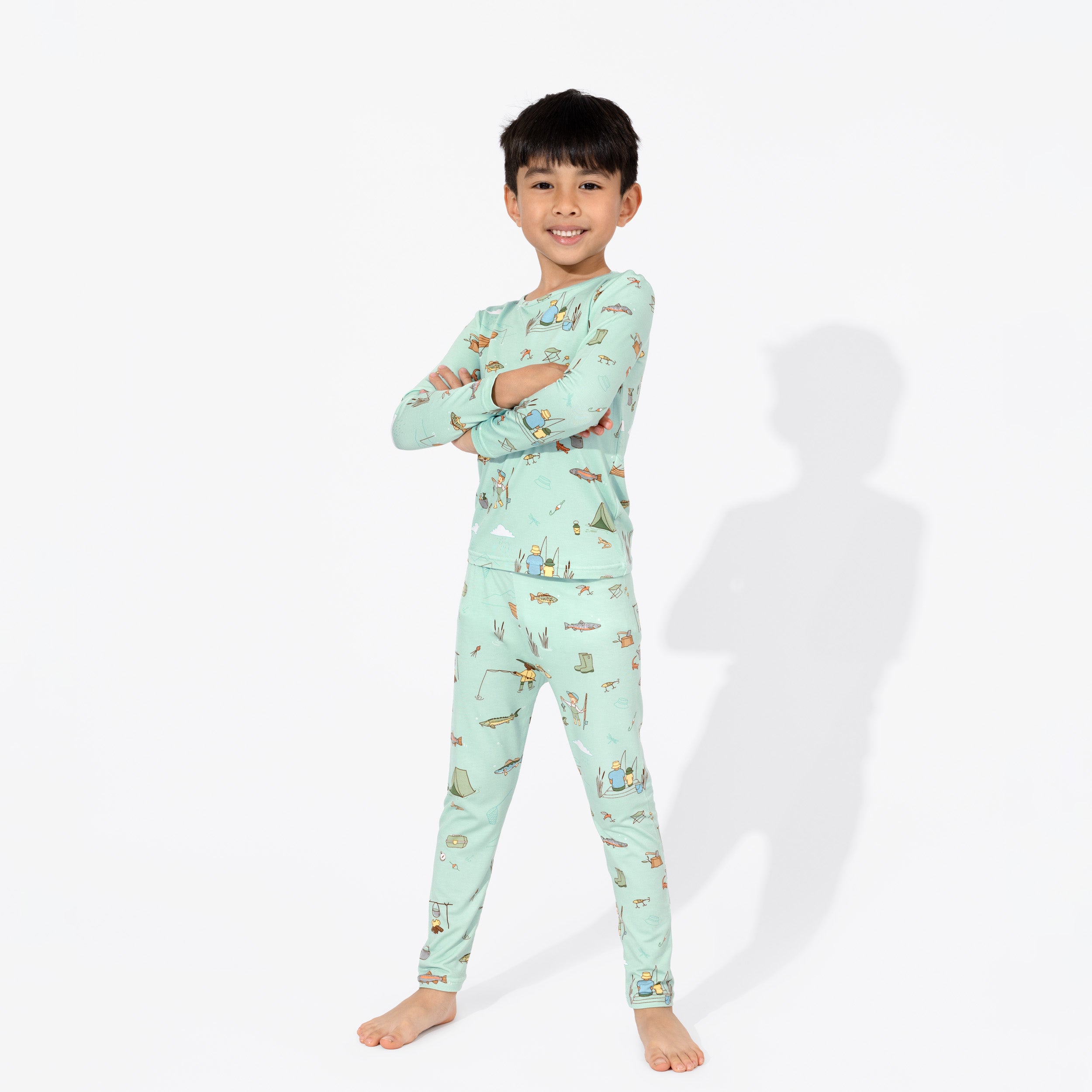 Reel in Bedtime Fun: Fishing Bamboo Kids Pajamas - Bellabu Bear