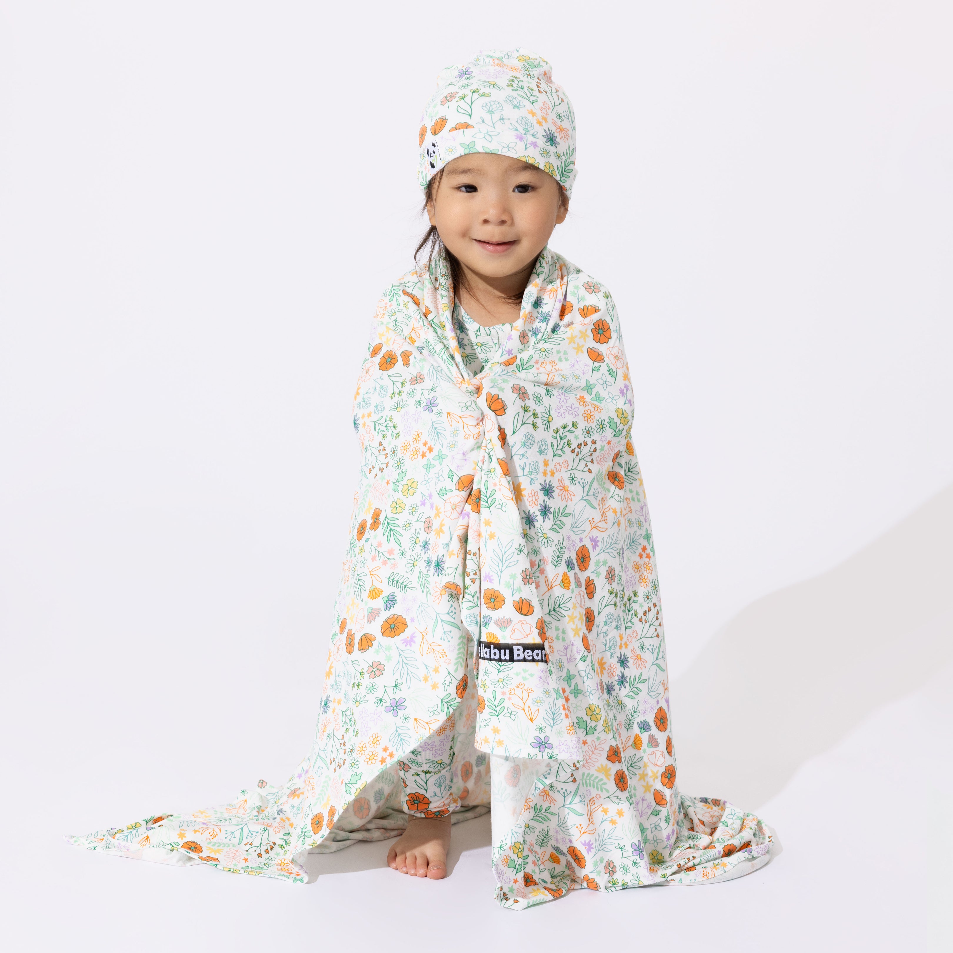 Blooming Beginnings: Summer Floral Bamboo Swaddle & Beanie Set ...
