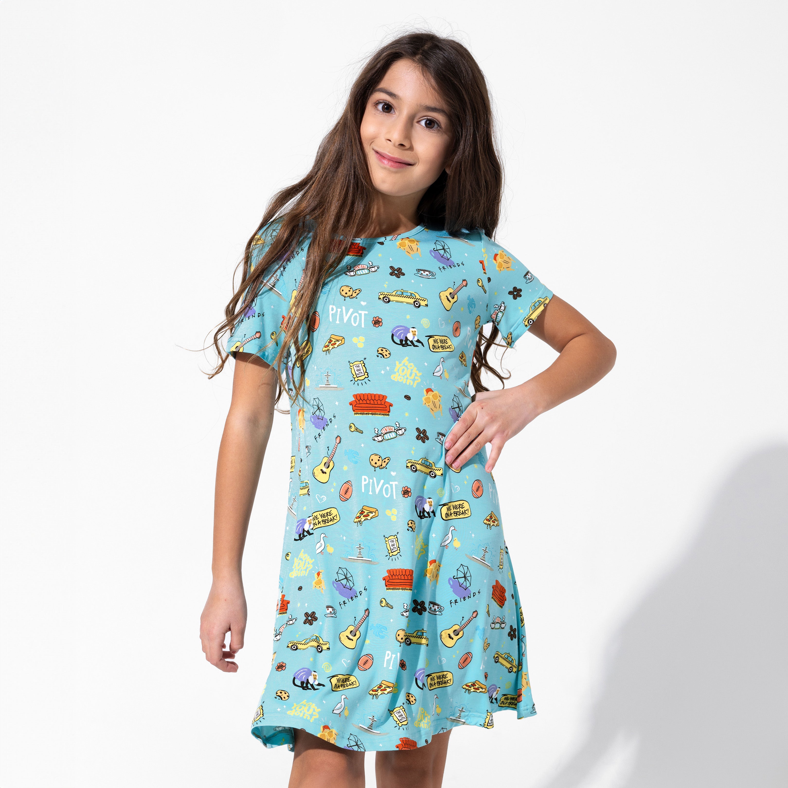 Central Perk FRIENDS Bamboo Girls' Short Sleeve Dress: Cute & Comfy ...