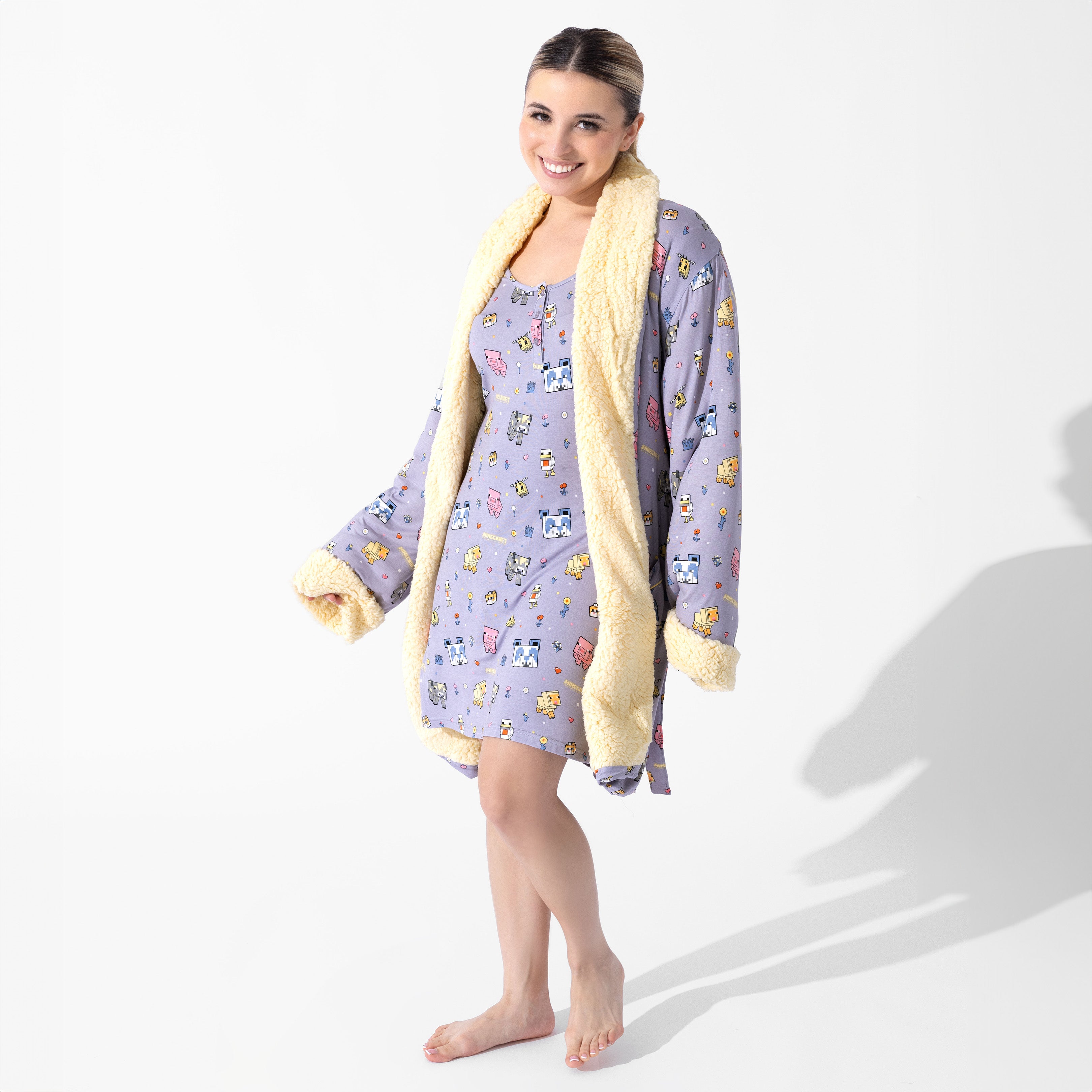 Cozy Up in Minecraft Pixel Pals Bamboo Adult Sherpa Robe – Ultimate ...